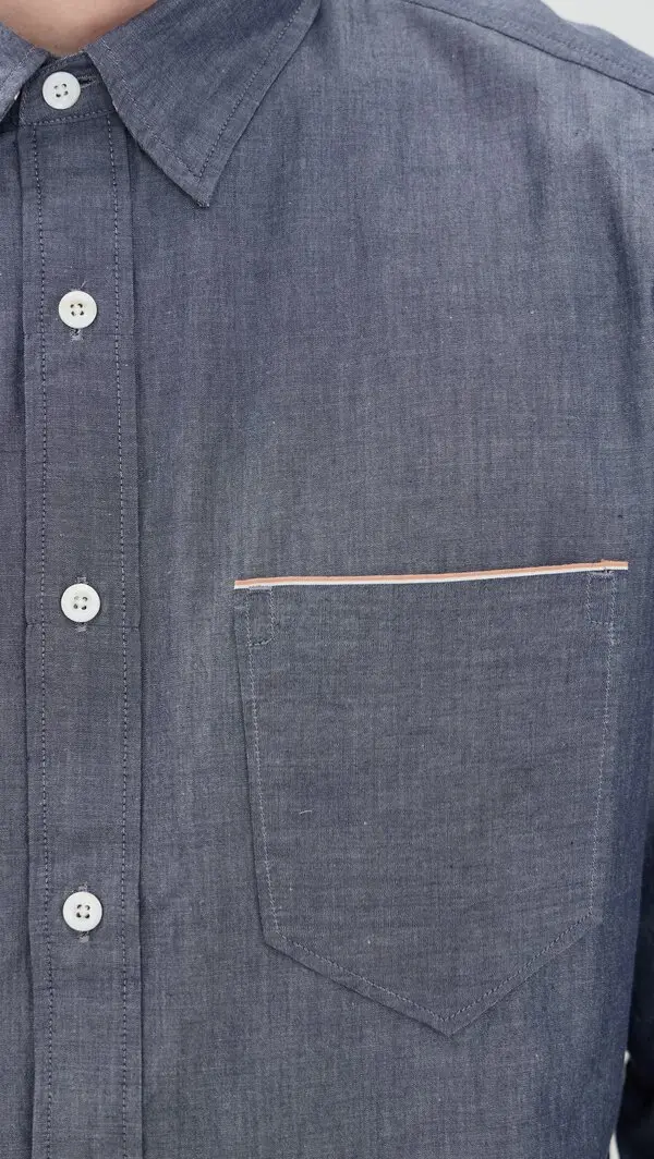 Billy Reid Msl 1-pocket Shirt - Blue