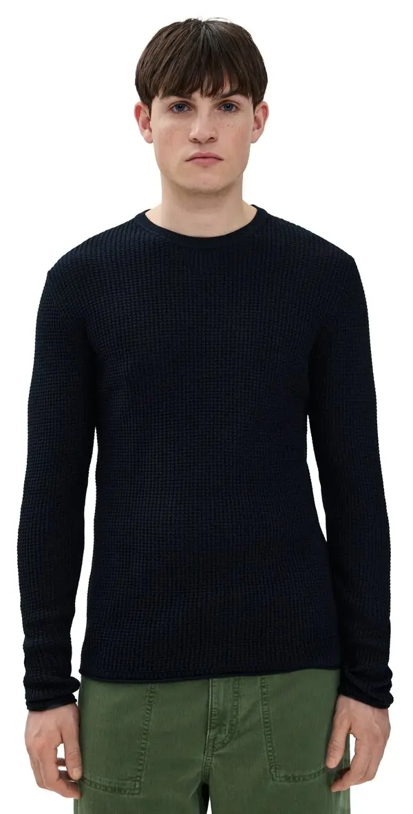 Billy Reid Mini Waffle Crew Sweater - Midnight