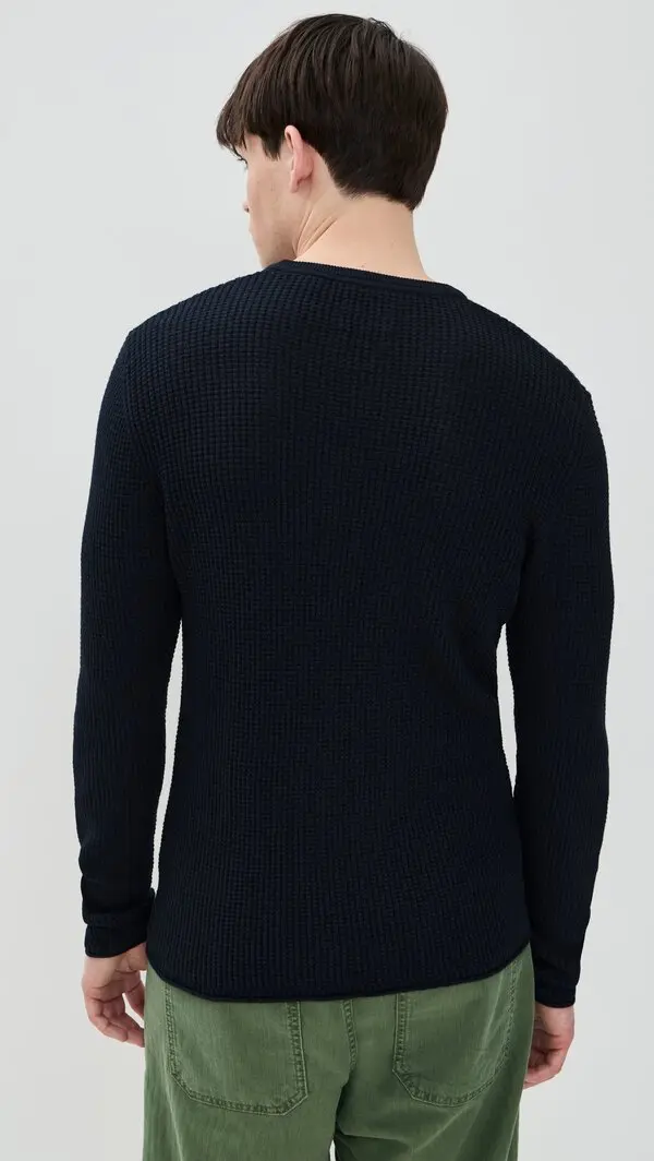 Billy Reid Mini Waffle Crew Sweater - Midnight