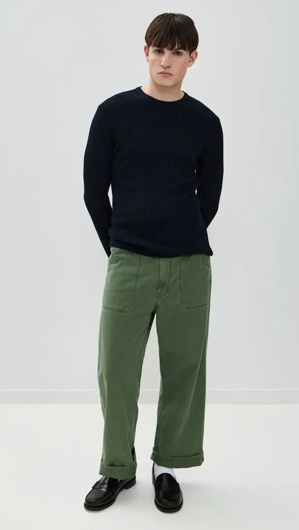 Billy Reid Mini Waffle Crew Sweater - Midnight