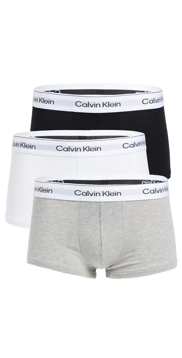 Calvin Klein Icon Cotton Stretch 3 Pack Low Rise Trunks - Grey Heather/white/black