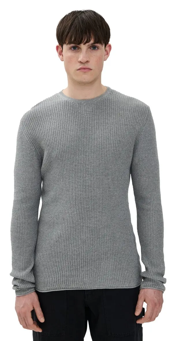 Billy Reid Mini Waffle Crew - Grey