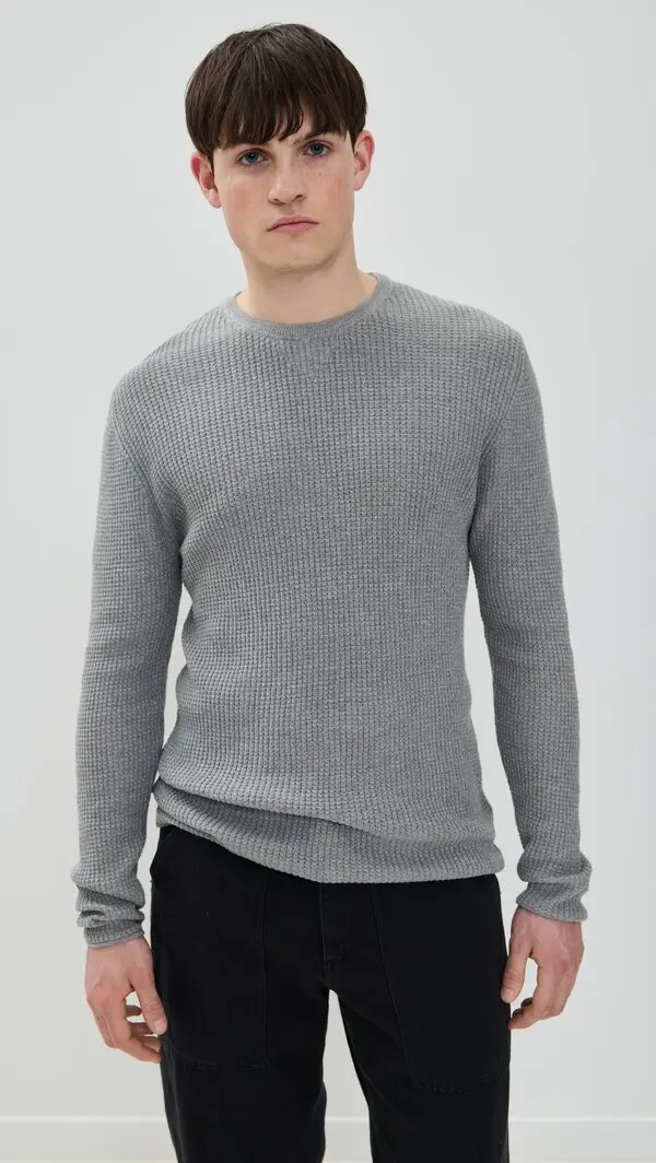 Billy Reid Mini Waffle Crew - Grey