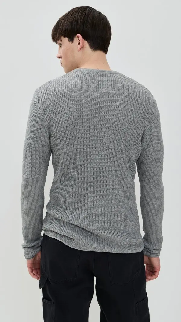 Billy Reid Mini Waffle Crew - Grey
