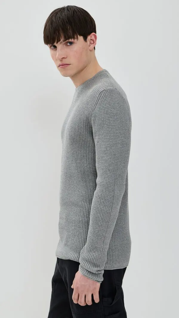 Billy Reid Mini Waffle Crew - Grey
