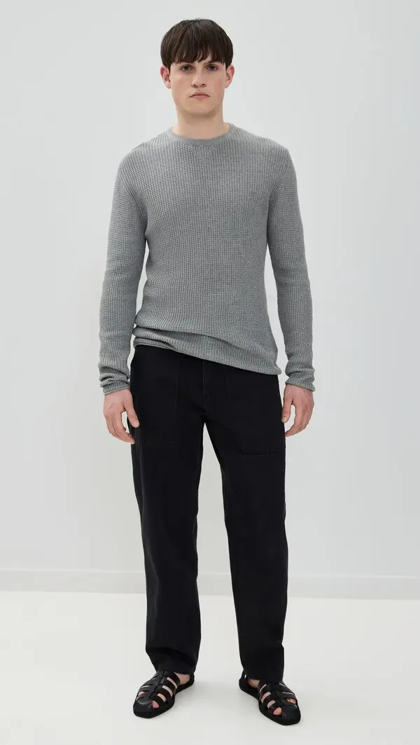 Billy Reid Mini Waffle Crew - Grey