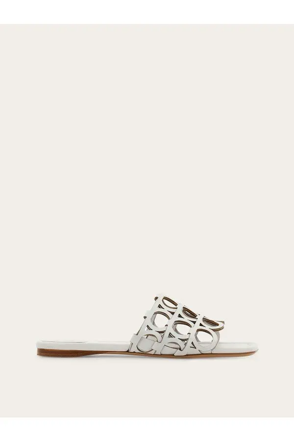 FERRAGAMO Gancini Slide - White