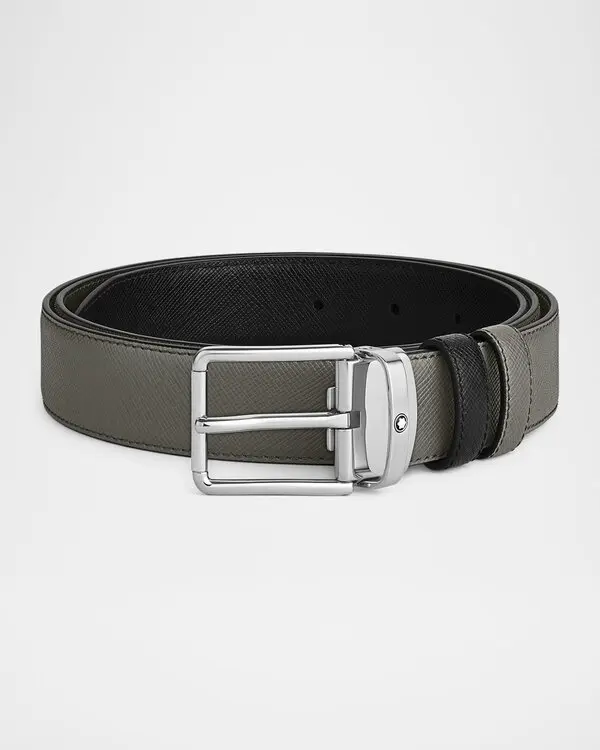 Montblanc Reversible Saffiano Leather Belt - Black