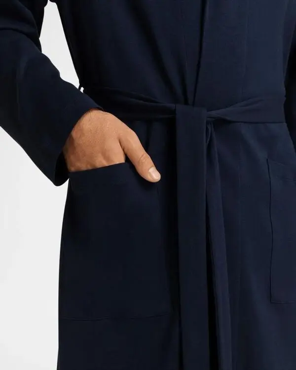 Hanro Apos;s Night Day Interlock Cotton Robe - Deep Navy