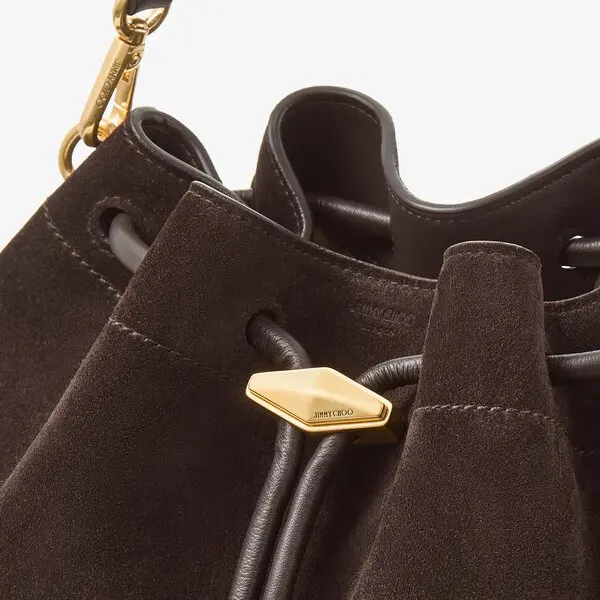 JIMMY CHOO Cinch Medium Suede Shoulder Bag - Coffee/gold