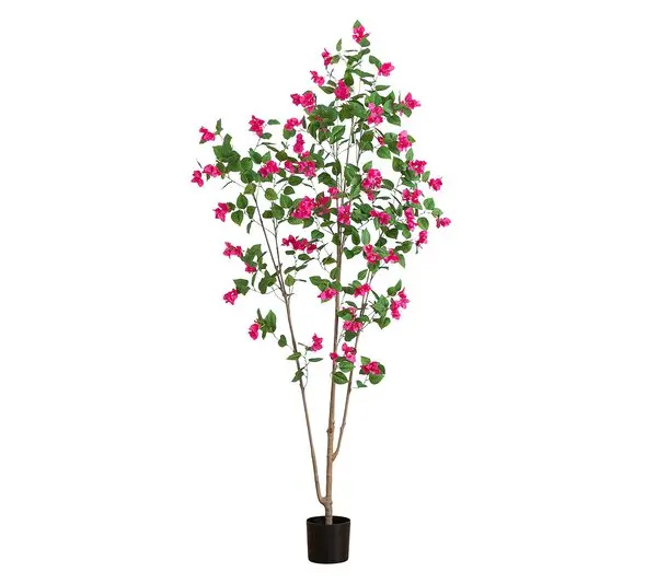 NEARLY NATURAL 8' Artificial Miniamlist Bougain Villea Tree - One-color
