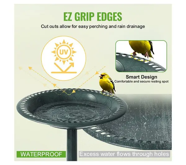 BACKYARD EXPRESSIONS 27 Inch Resin Garden Bird Bath
