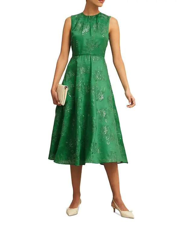 HOBBS LONDON Rachel Embellished Midi Dress - Cilantro Green
