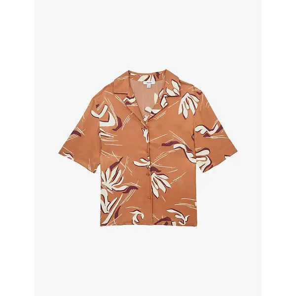 REISS Abstract-print Woven Shirt