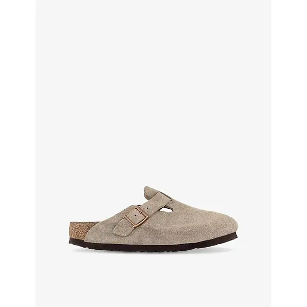 BIRKENSTOCK Boston Buckle Suede Clogs - Suede Taupe