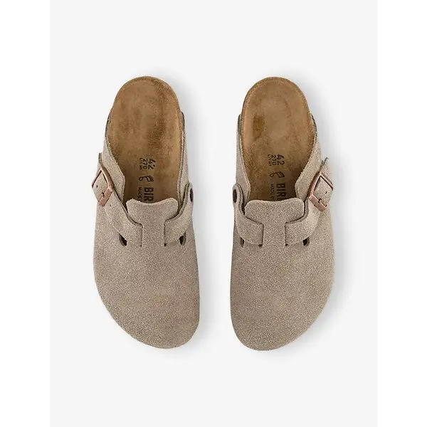 BIRKENSTOCK Boston Buckle Suede Clogs - Suede Taupe