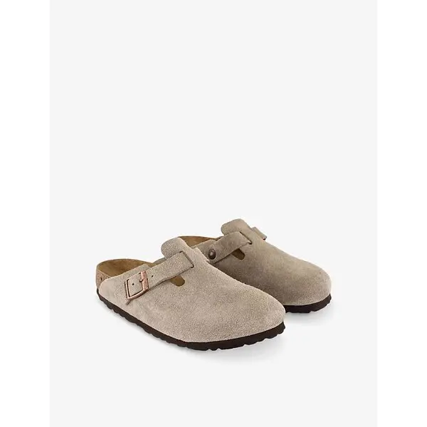 BIRKENSTOCK Boston Buckle Suede Clogs - Suede Taupe
