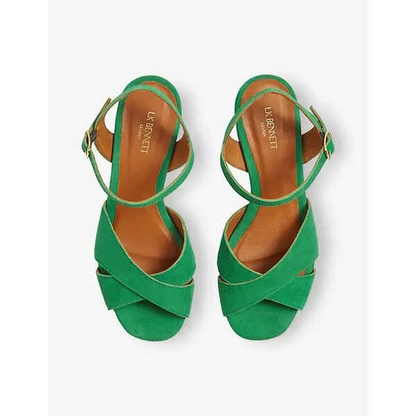 Lk Bennett Alba Suede Heeled Sandals Gre-Mint Leaf 50% Off