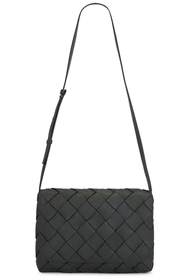 Bottega Veneta Intreccio Taurillon Crossbody Bag - Dark Green & Silver