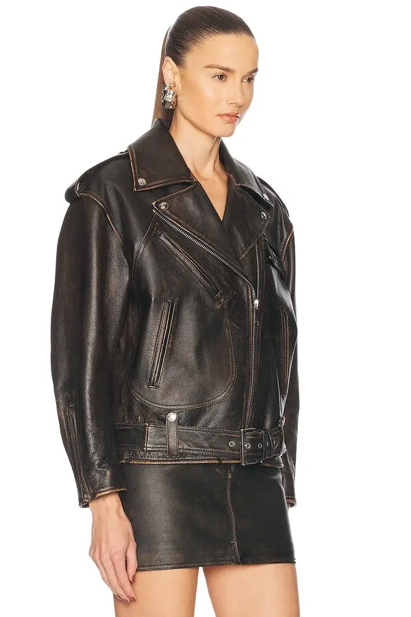 Alexander McQueen Peeling Leather Oversized Biker Jacket