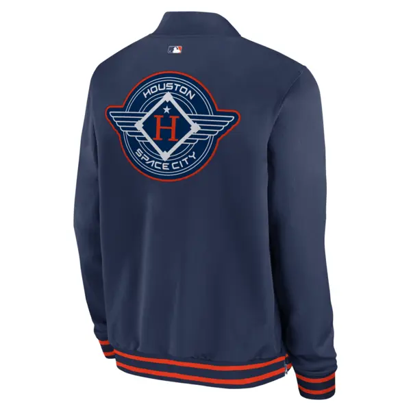 Nike Houston Astros Authentic Collection City Connect Mlb Full-zip Bomber Jacket - Blue
