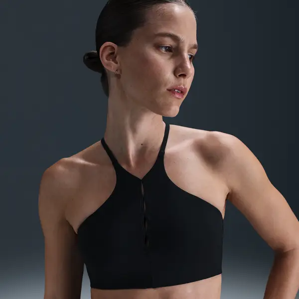 Nike One Keyhole Light-support Padded High-neck Sports Bra - Black