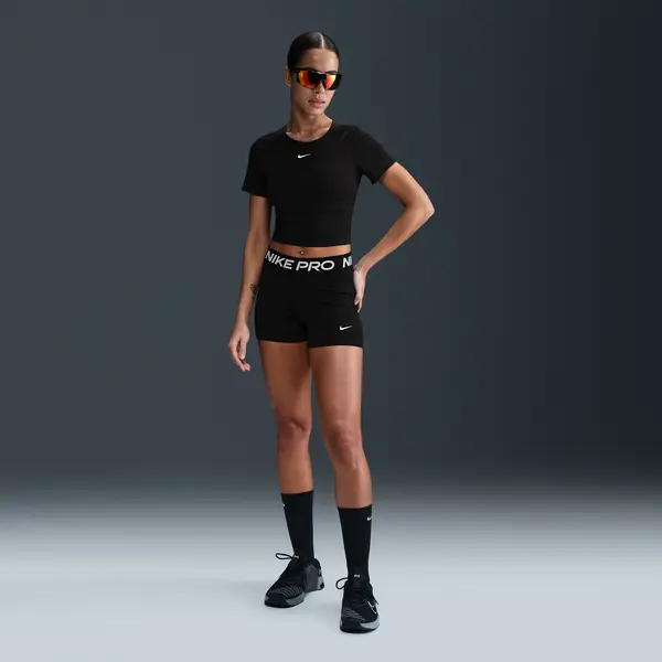 Nike Pro Dri-fit Short-sleeve Cropped Jacquard Top