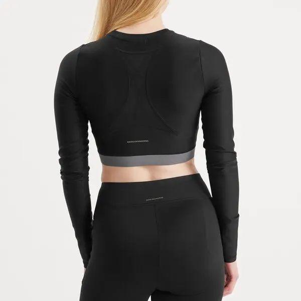 On Train Long Sleeve Crop Top - Black