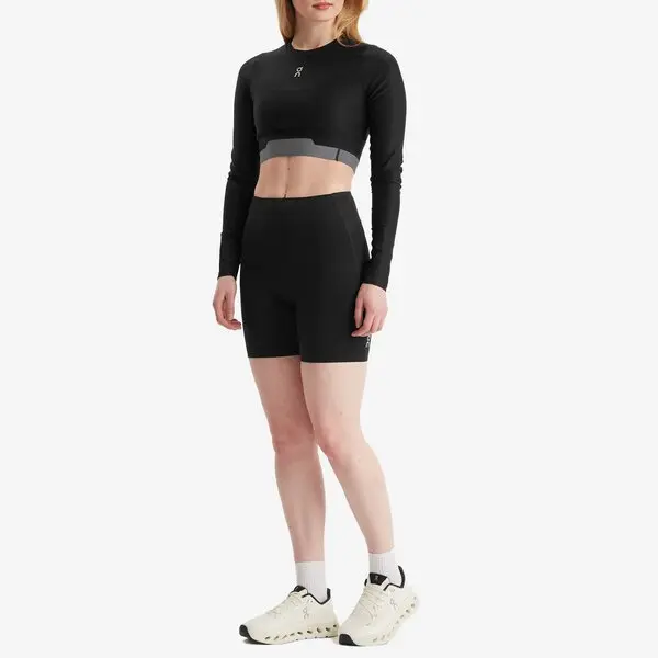 On Train Long Sleeve Crop Top - Black