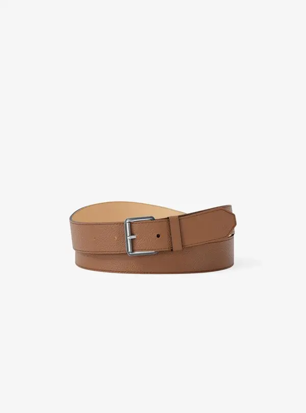 Michael Kors Pebbled Leather Belt In By - Brown