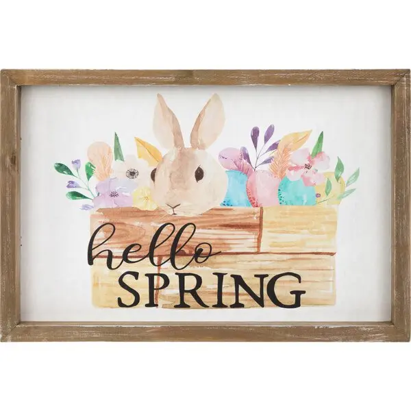 NORTHLIGHT Hello Spring Easter Bunny Wall Sign11.75