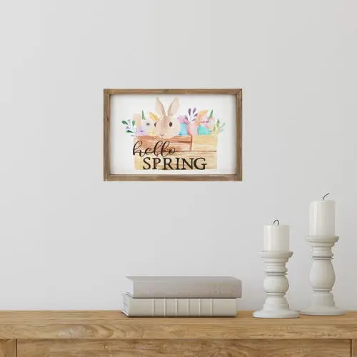 NORTHLIGHT Hello Spring Easter Bunny Wall Sign11.75
