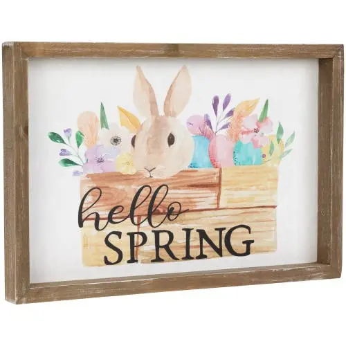 NORTHLIGHT Hello Spring Easter Bunny Wall Sign11.75