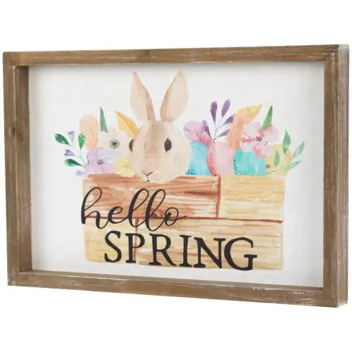 NORTHLIGHT Hello Spring Easter Bunny Wall Sign11.75