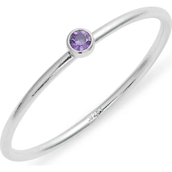 NASHELLE Birthstone Ring - February Sterling Silver