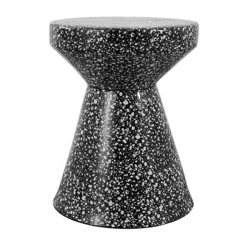 JONATHAN Y Xenia 17.75" Modern Bohemian Terrazzo Indoor/outdoor Drum Accent Table - Black/white