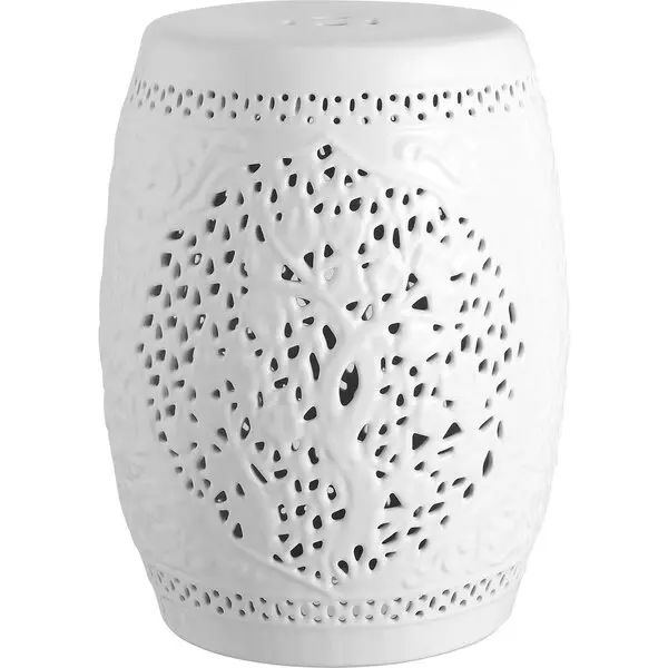 JONATHAN Y Tree Of Life 18" Ceramic Garden Stool - White
