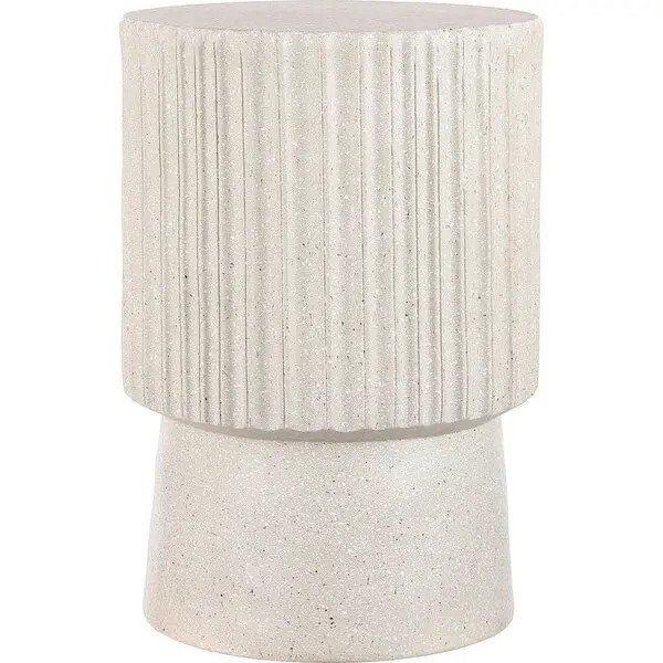 JONATHAN Y Louisa 19" Modern Art Deco Tambour Indoor/outdoor Accent Table - Cream Terrazzo