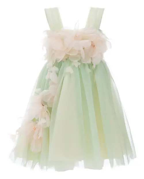TULLEEN Kyra Floral Applique Dress - Green