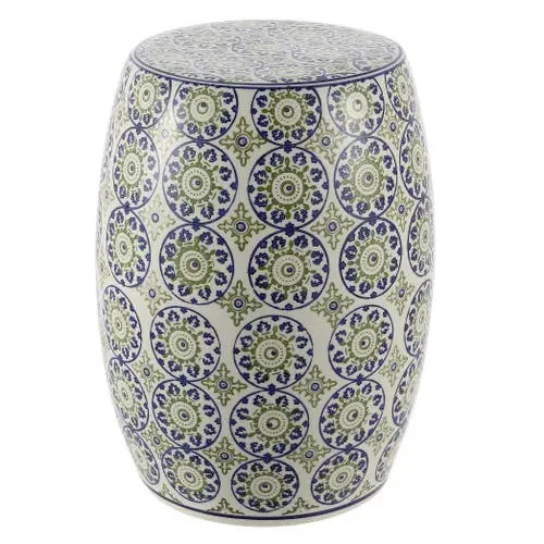 JONATHAN Y Lula 17.25" Suzani Ceramic Garden Stool - Blue/green
