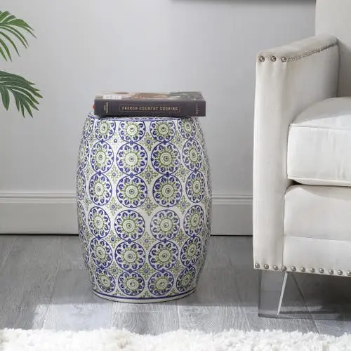JONATHAN Y Lula 17.25" Suzani Ceramic Garden Stool