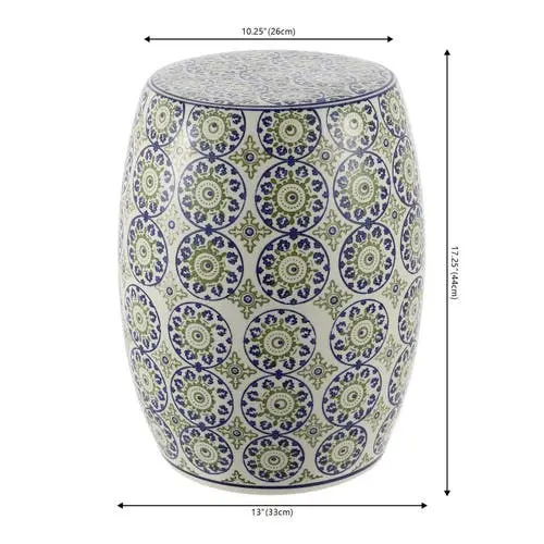 JONATHAN Y Lula 17.25" Suzani Ceramic Garden Stool
