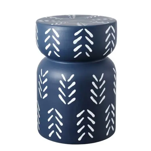 JONATHAN Y Kiri 18" Modern Bohemian Arrow Pattern Drum Indoor/outdoor Garden Stool - Navy/white