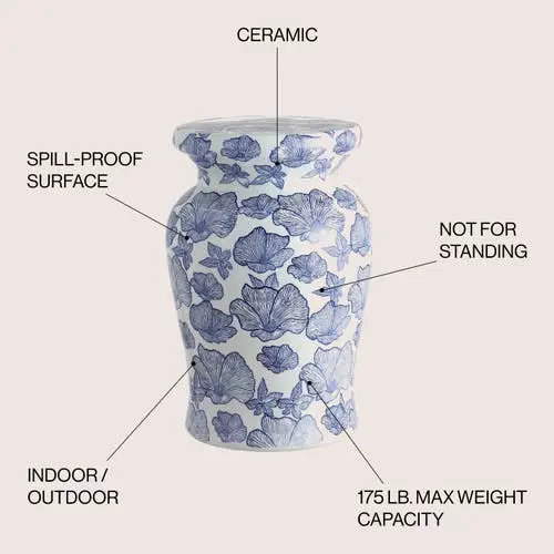 JONATHAN Y Poppies 17.7" Ceramic Garden Stool