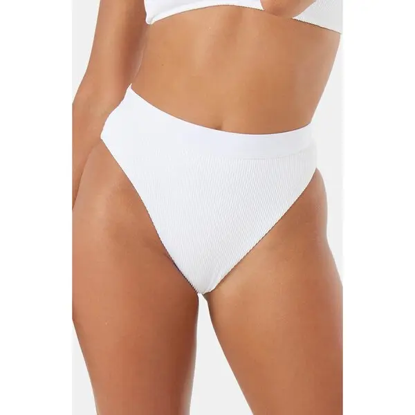 Roxy Love Rib High-waist Bikini Bottoms - Blanc