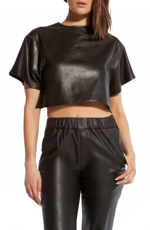 AS By DF Beck Upcycled Leather Tee - Black