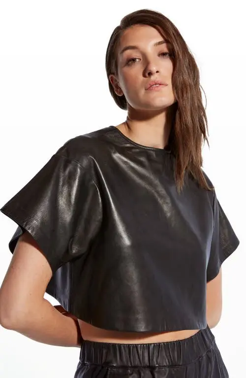 AS By DF Beck Upcycled Leather Tee - Black