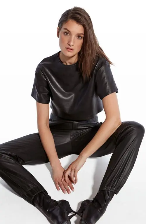 AS By DF Beck Upcycled Leather Tee - Black