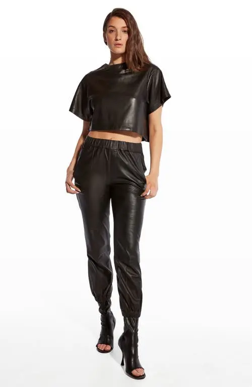 AS By DF Beck Upcycled Leather Tee - Black