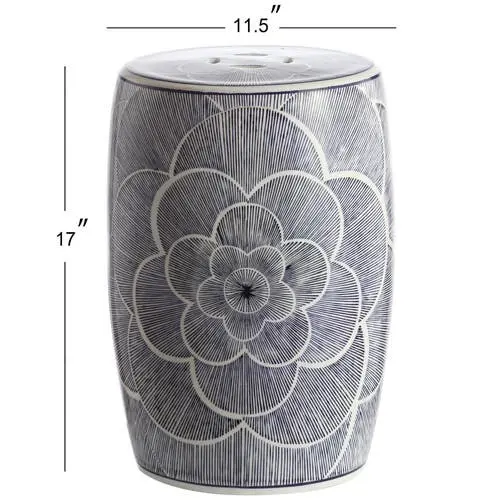 JONATHAN Y Camellia 17" Ceramic Drum Garden Stool